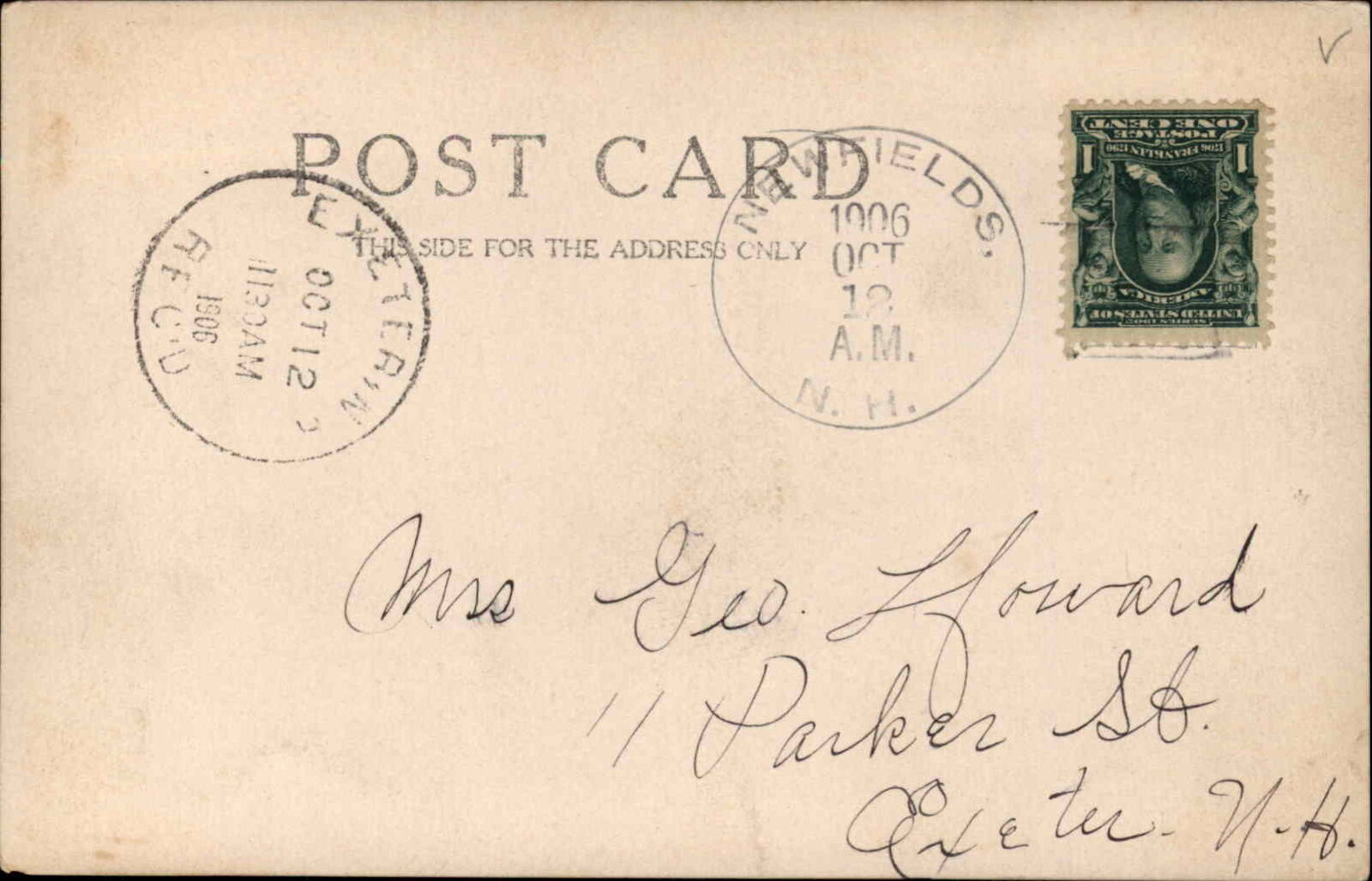 Town Hall - Newfields NH New Hampshire Cancel 1906 Real Photo Postcard ...