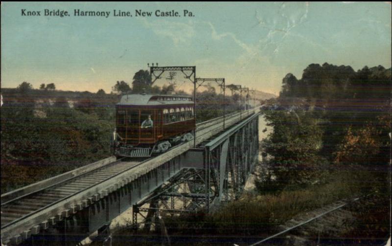 New Castle PA Knox Bridge Trolley Harmony Line c1910 Postcard | United ...