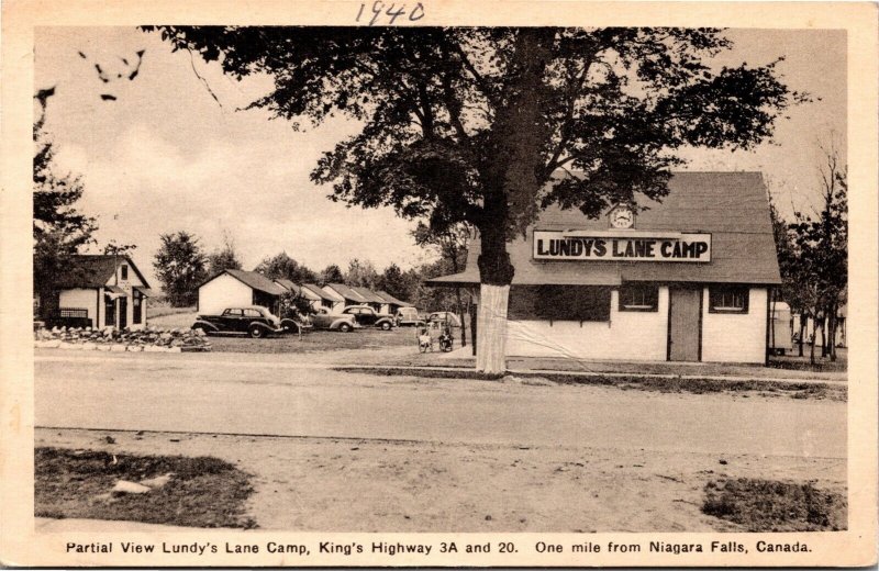 Postcard ON Niagara Falls Lundy's Lane Camp Cabins Classic Cars 1940s ...