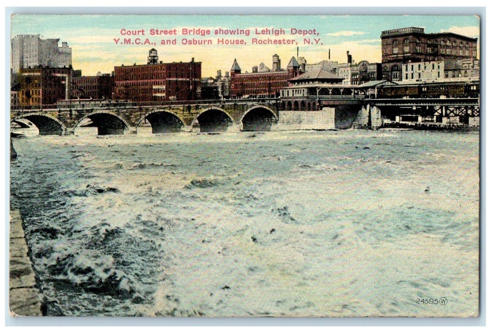 Rochester New York Postcard Court Street Bridge Lehigh Depot Osburn ...