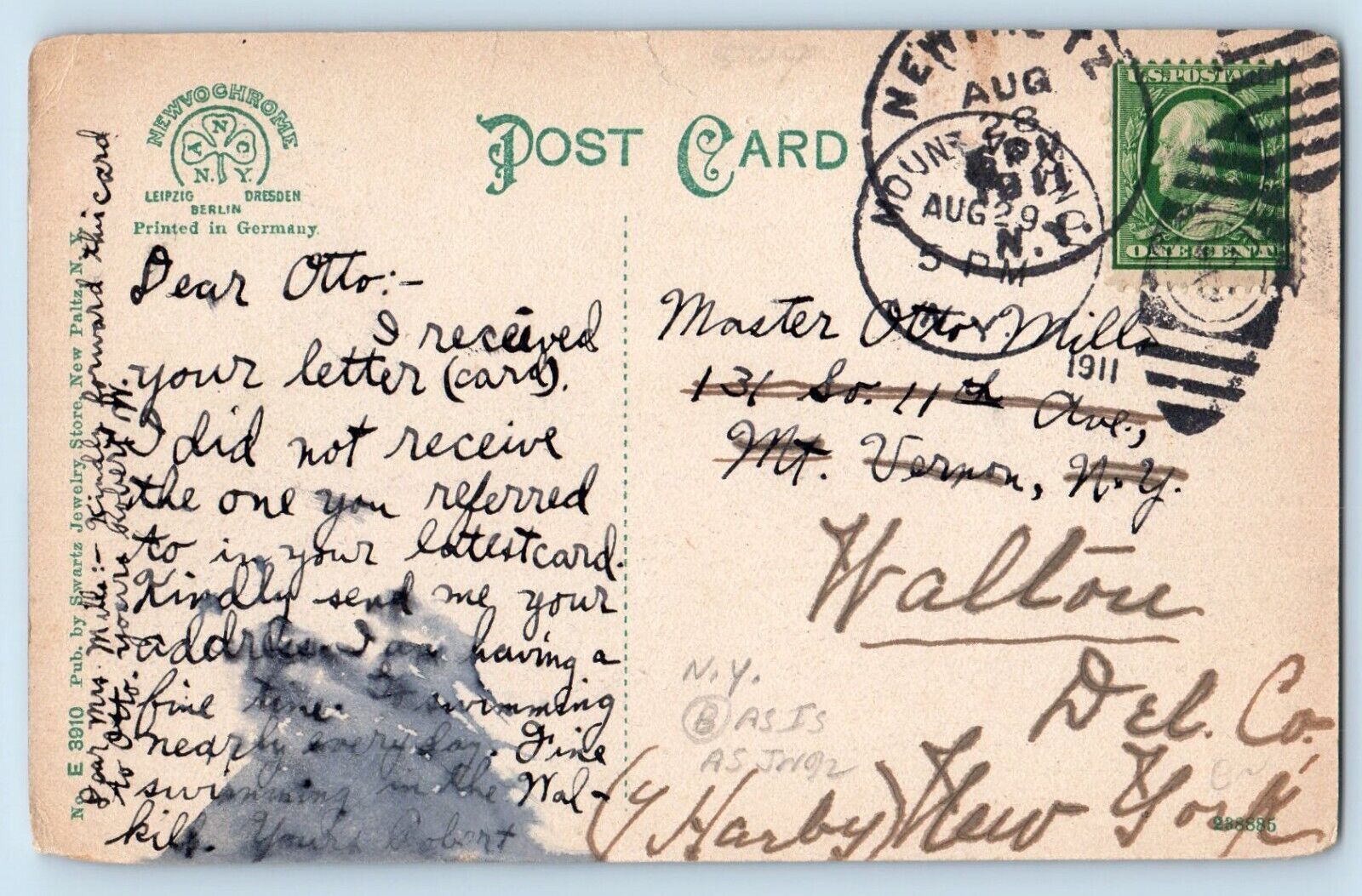 New Paltz New York Postcard State Normal School Exterior Building 1911 ...