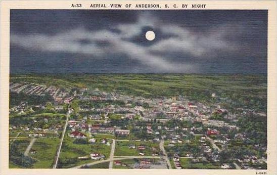 South Carolina Anderson Aerial View Of Anderson By Night | United ...