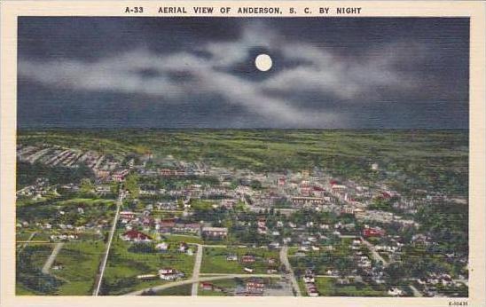 South Carolina Anderson Aerial View Of Anderson By Night | United ...