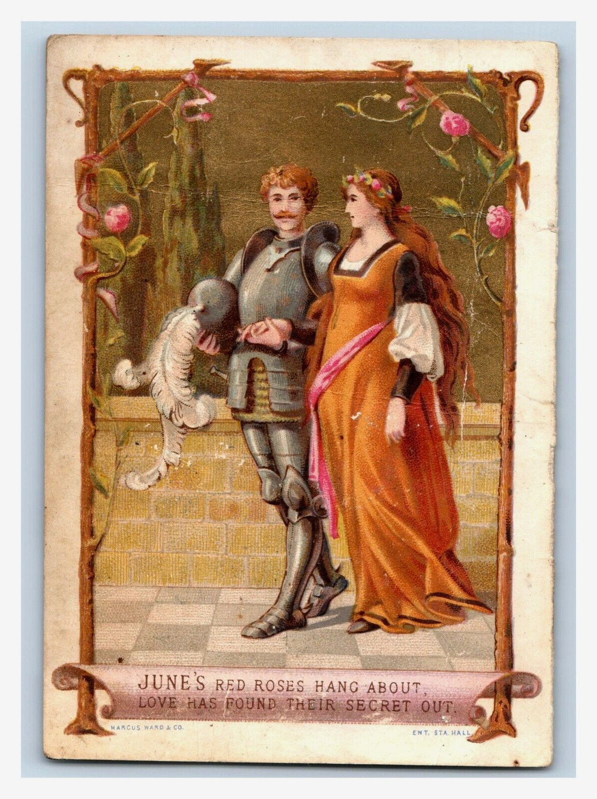 1879 Folder Card Postage Prices Legal Holidays Eclipses Medieval Motif ...