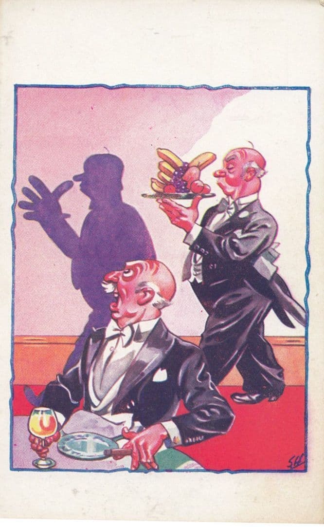 Bowl Of Fruit In Rude Shape Carried By Alfred Hitchcock Lookalike Comic ...