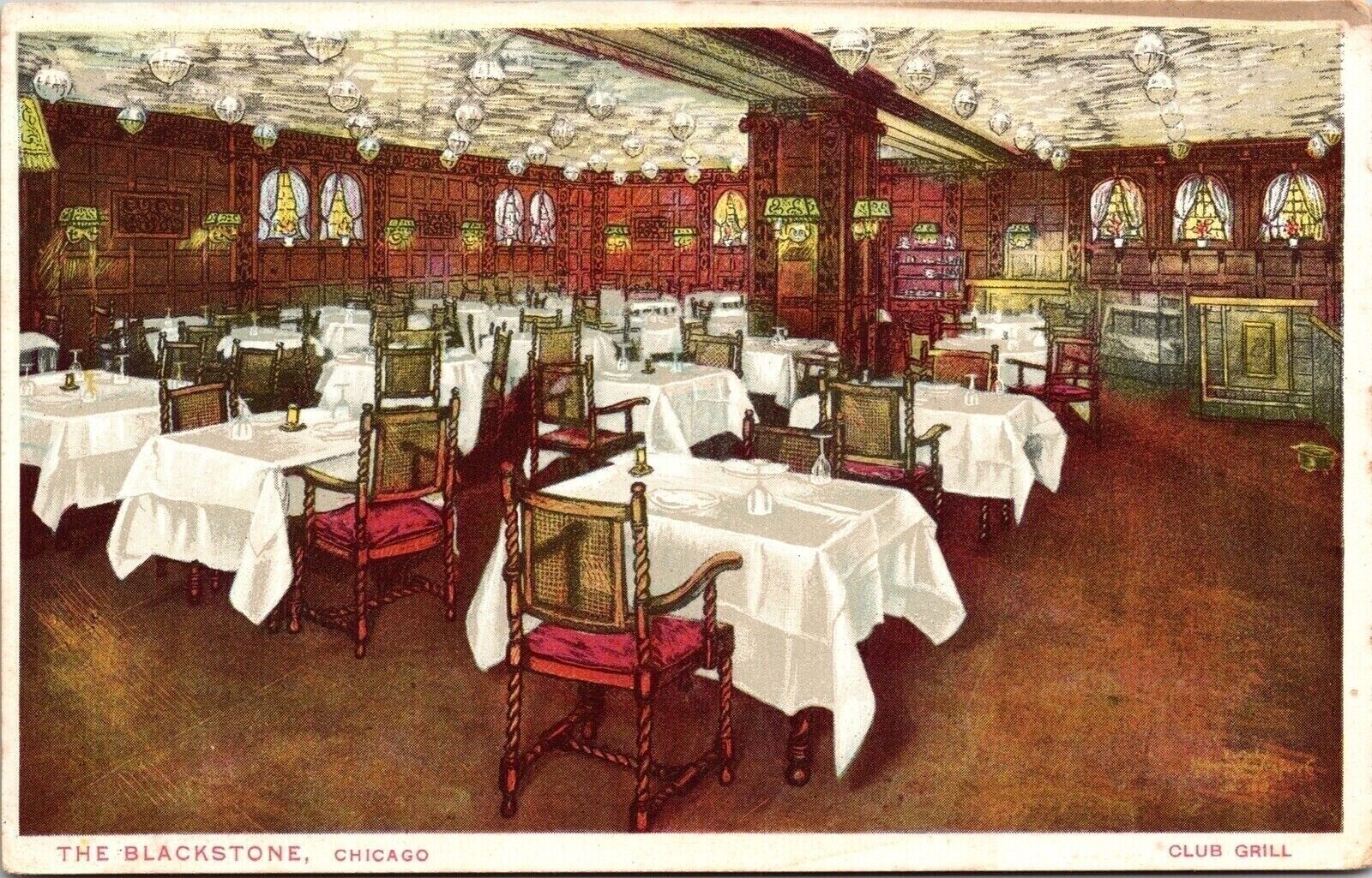 Blackstone Chicago Illinois Club Grill Interior Antique Divided Back PC ...