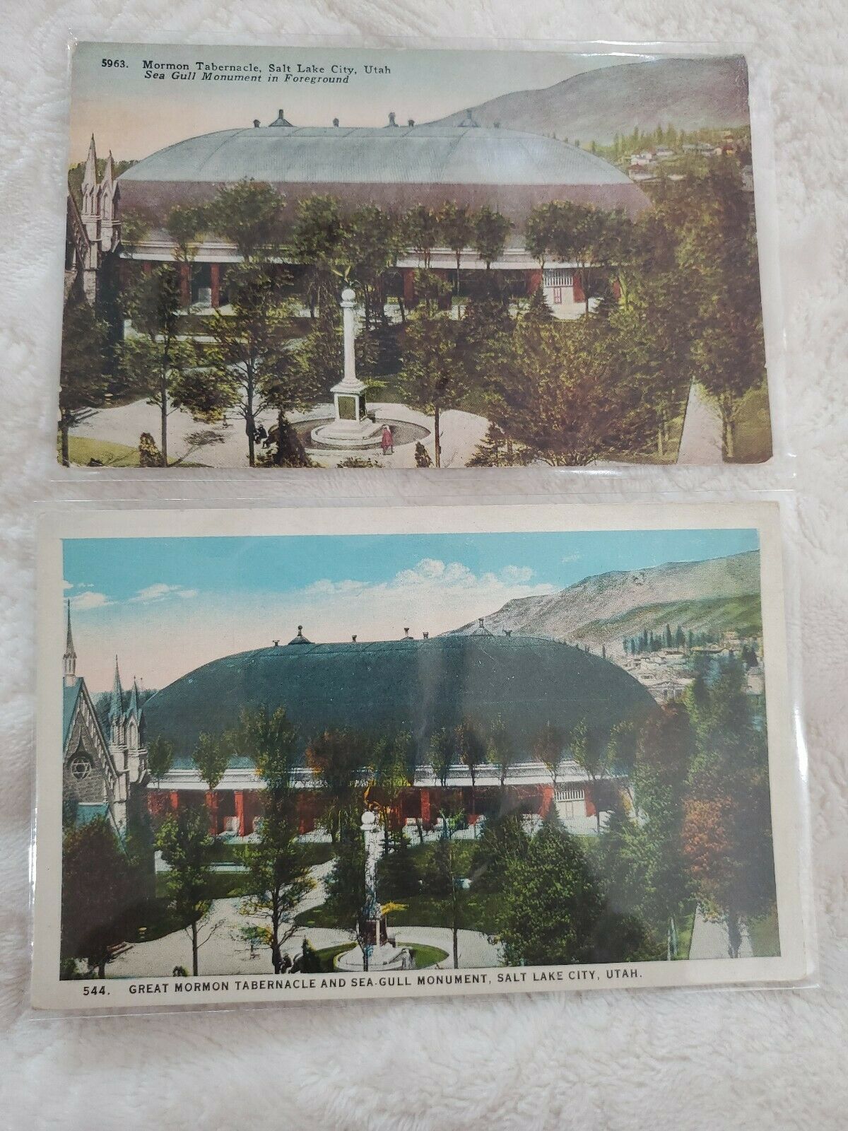 2 Antique Postcards of Great Mormon Tabernacle & Seagull Monument ...