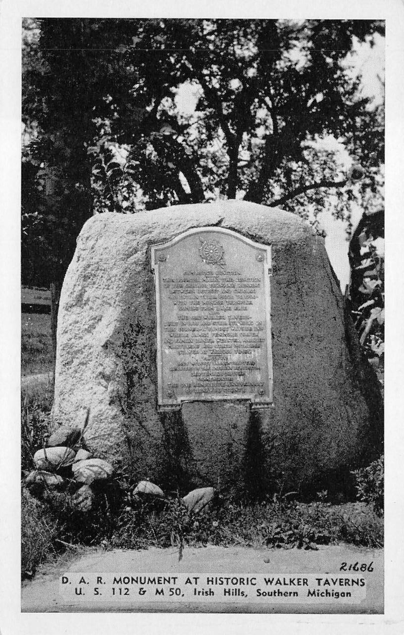 DAR Monument Walker Taverns Irish Hills Michigan Dexter Press Postcard ...