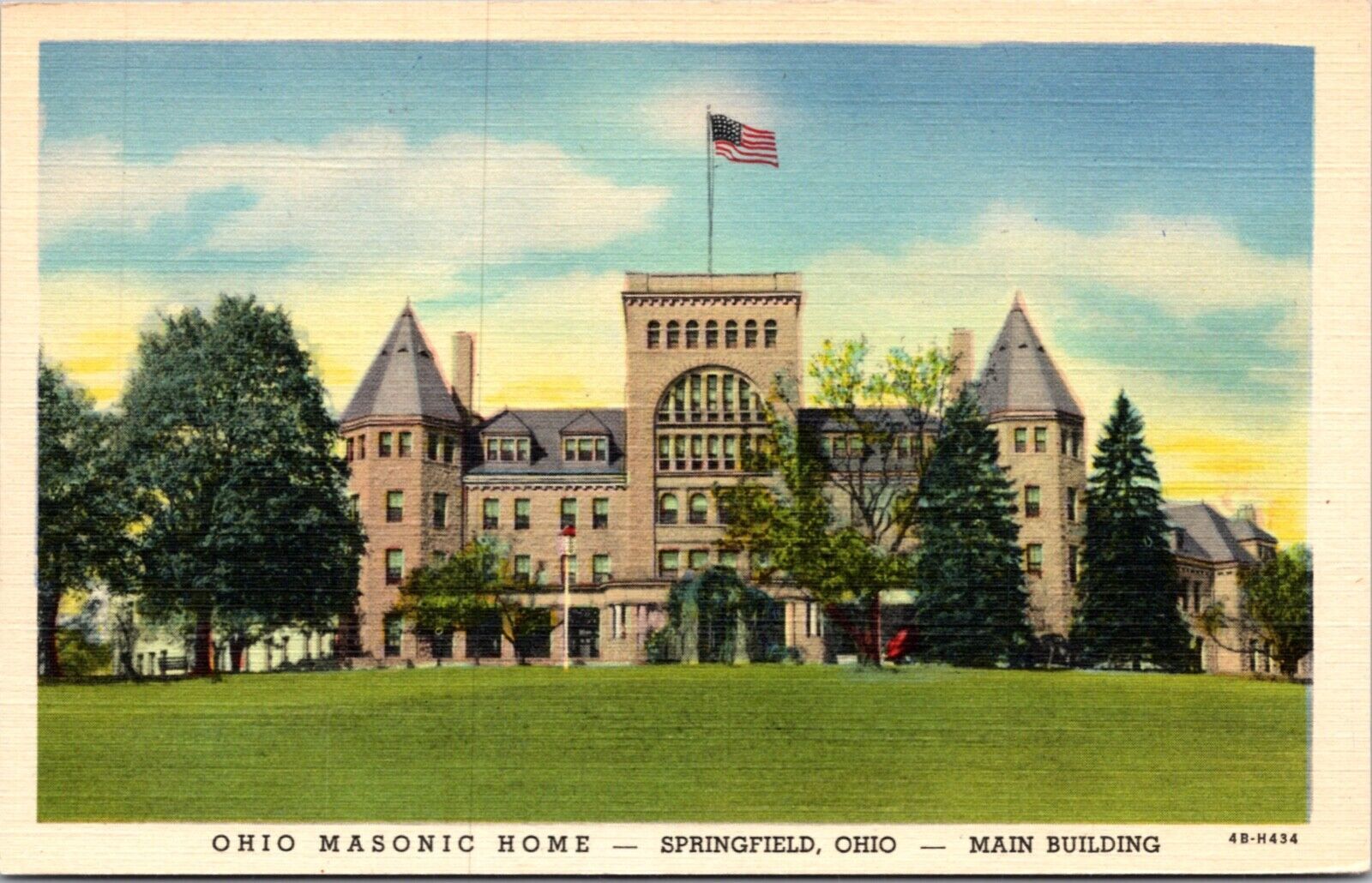 Linen Postcard The Main Building at Ohio Masonic Home in Springfield ...