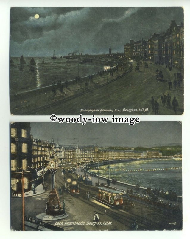 tp9496 - I.O.M.- Cards X 2 of Loch Promenade Illuminations, and Pier ...