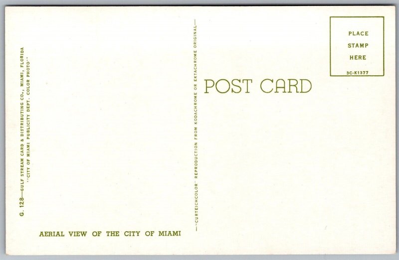 Vtg Miami Florida Aerial View of City 1950s Unused Chrome View Curteich ...