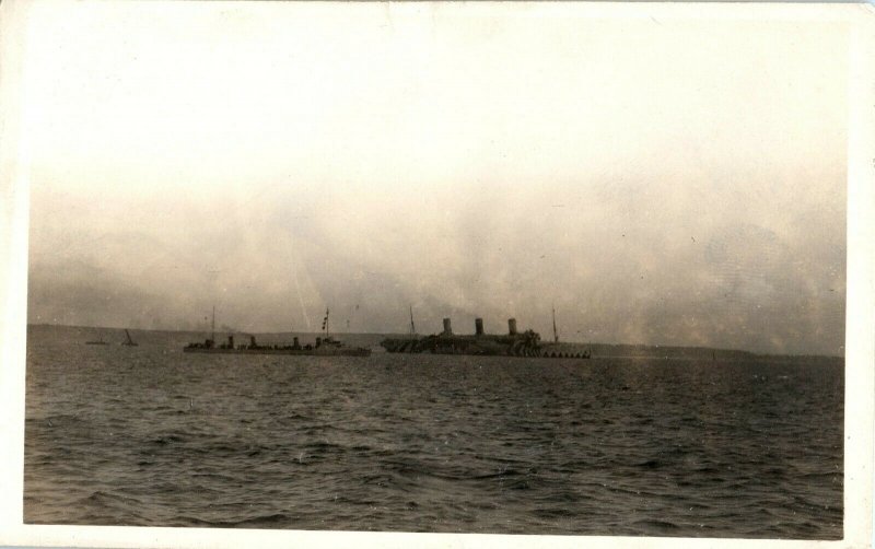 WW1 WWI RPPC USS Leviathan Destroyer Escort War Ship Original Real ...