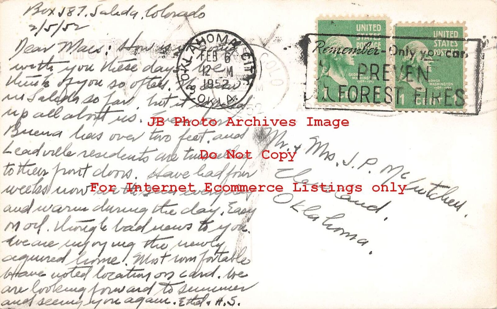 CO, Salida, Colorado, RPPC, City Scene, Aerial View, 1952 PM, Photo ...