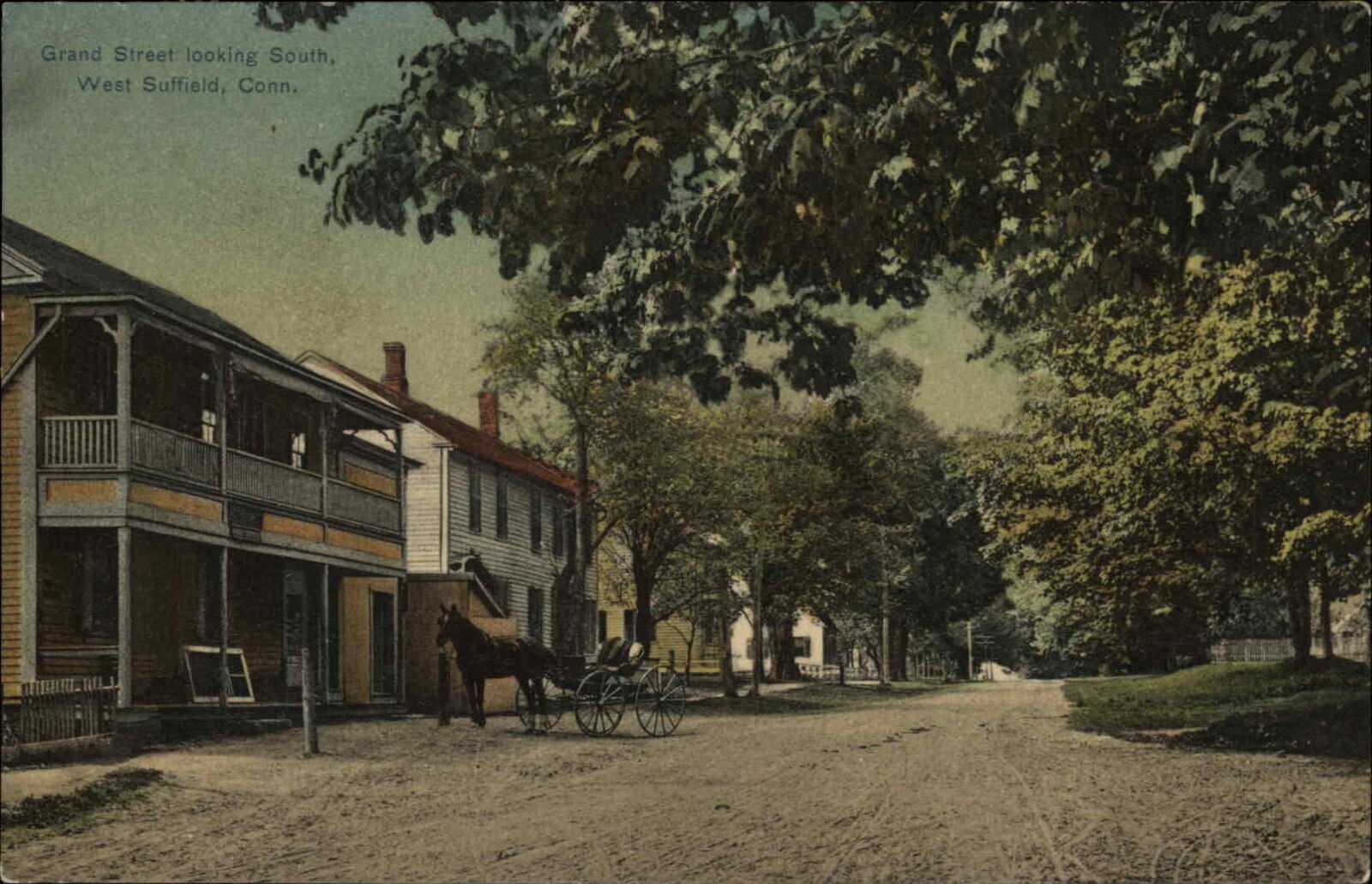 West Suffield Connecticut CT Grand Street Scene c1910 Vintage Postcard ...