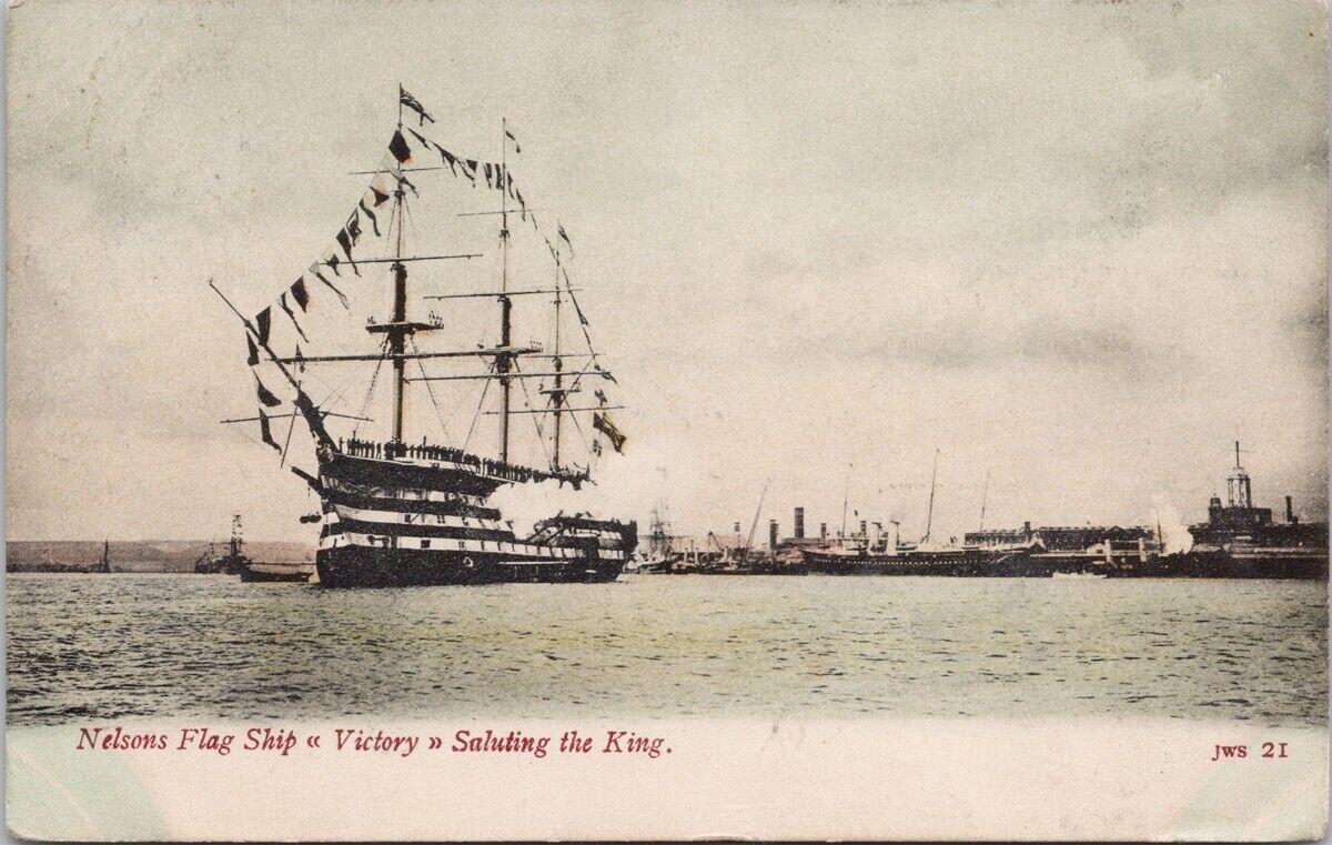 Lord Nelson's Flag Ship 'Victory' Saluting the King c1906 Postcard H54 ...