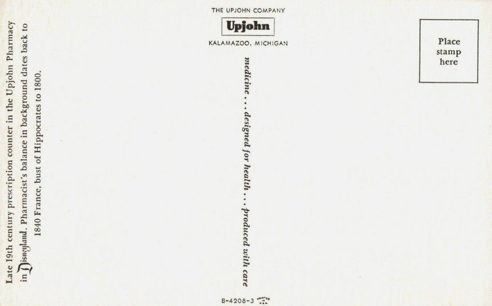 Vintage Postcard Disneyland Upjohn Pharmacy Drugstore Prescription ...