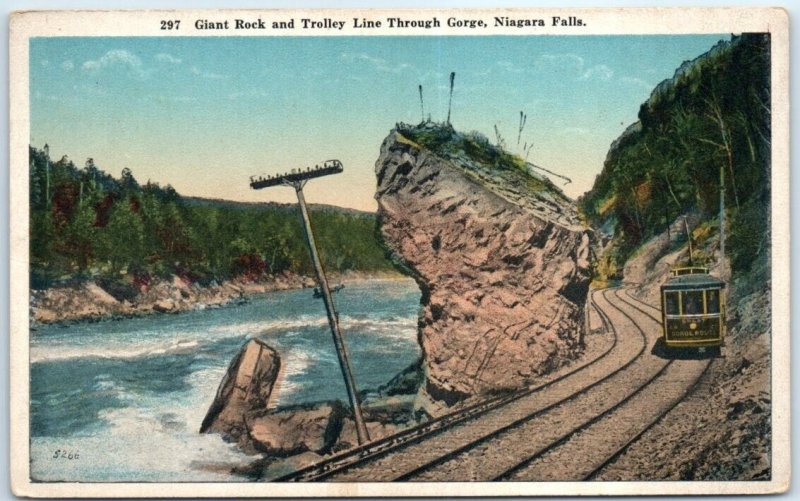 Postcard - Giant Rock and Trolley Line Through Gorge, Niagara Falls ...