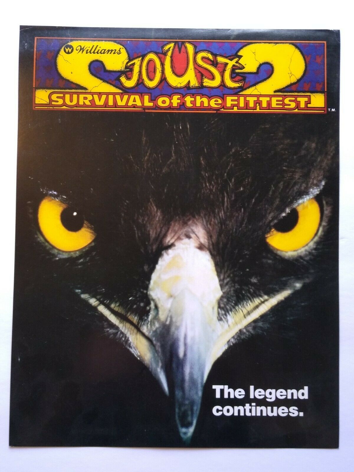 Williams Joust 2 Arcade Game FLYER Original Vintage 1986 Retro Game Art ...