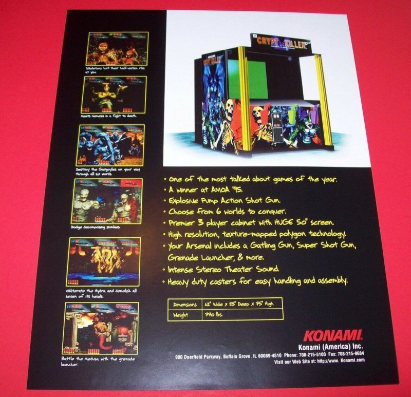 Crypt Killer Arcade FLYER Original 1995 Video Game Horror Halloween ...