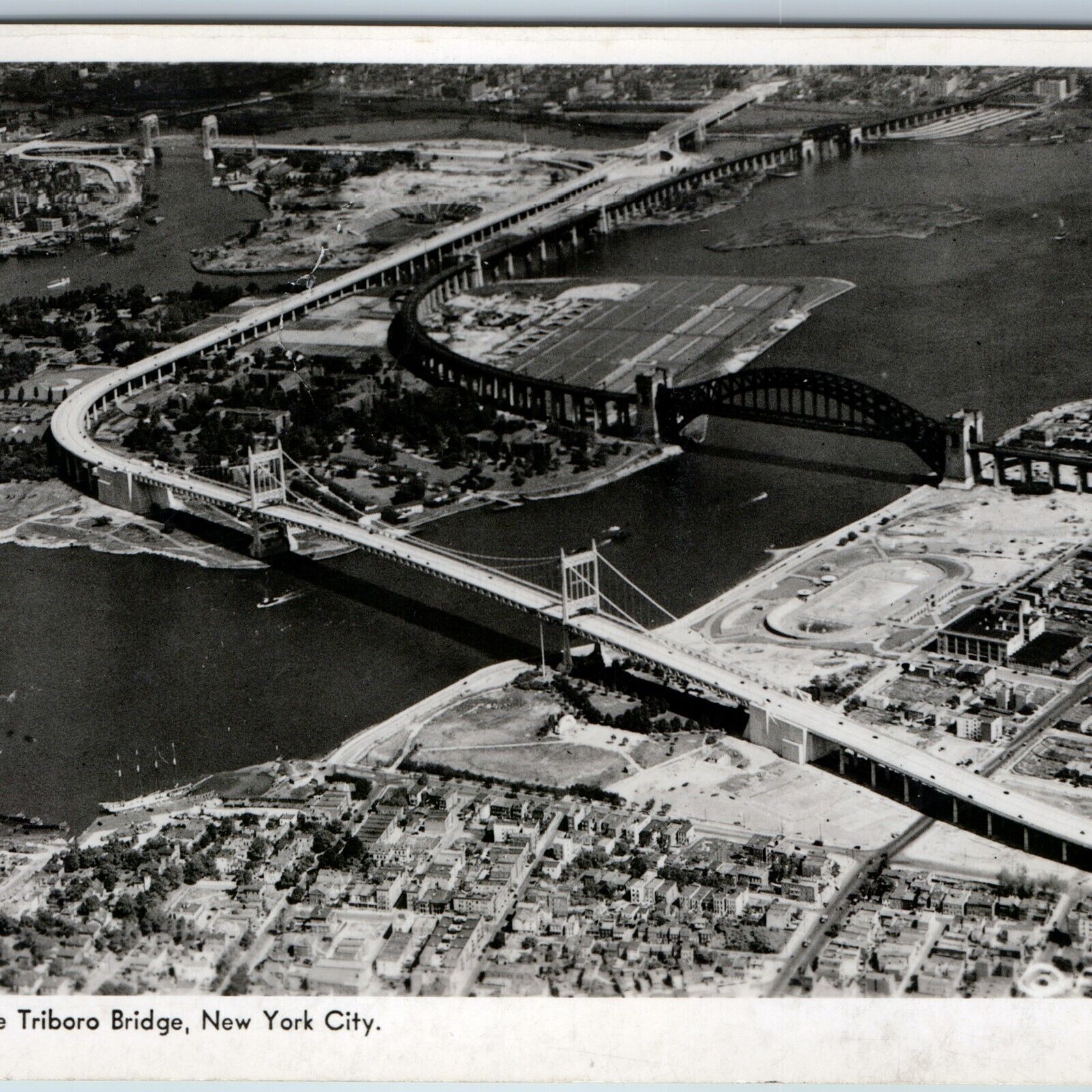 c1940s New York City, NY Aerial RPPC Triboro Bridge Pitts RPO Real ...