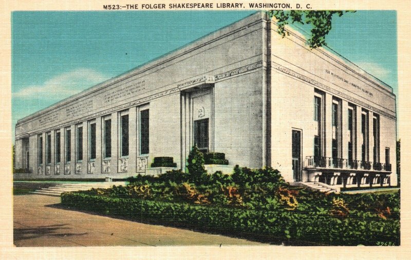 Vintage Postcard 1920's The Folger Shakespeare Library Building ...