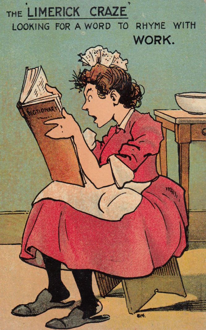 Limerick Poem Poetry Work Burke Rhyming Slang Antique Comic Postcard ...