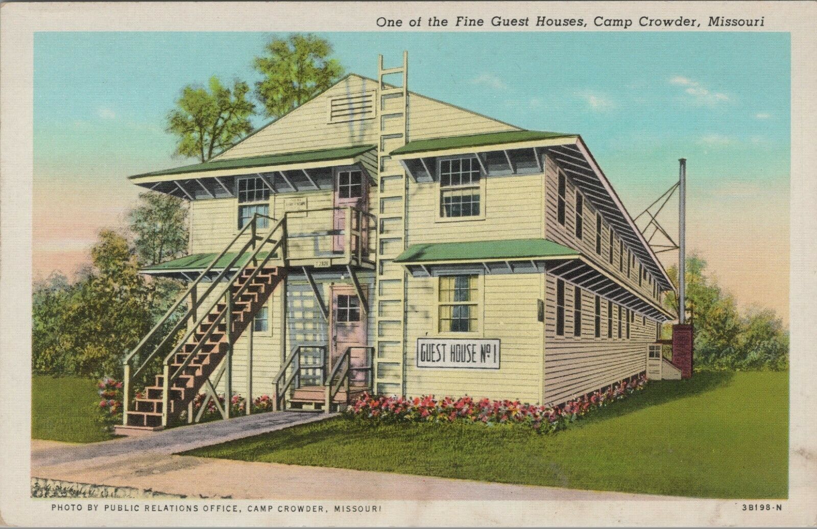 WWII 1940s Guest House soldiers US Army Camp Crowder Missouri D524 ...