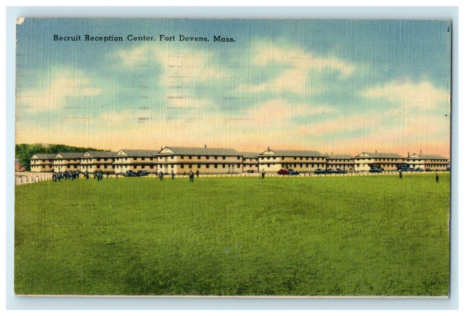 1942 Recruit Reception Center Fort Devens MA, WW2 Soldier Mail Postcard ...