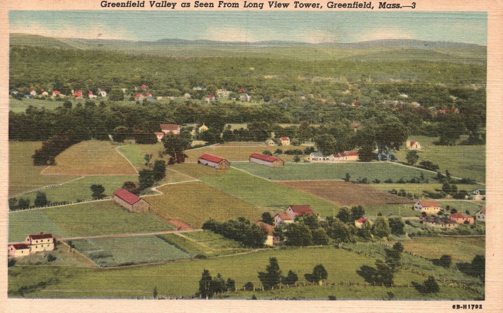 Vintage Postcard 1950's Greenfield Valley From Longview Tower ...