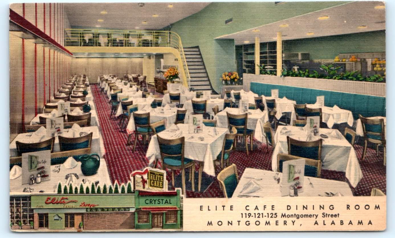 MONTGOMERY, AL Alabama ~ ELITE CAFE DINING ROOM c1940s Linen Roadside ...