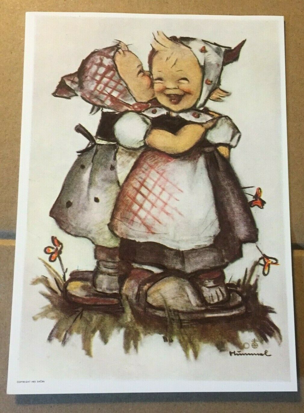 Vintage Hummel Unused Postcard - Little Girls Whispering - Made in West ...