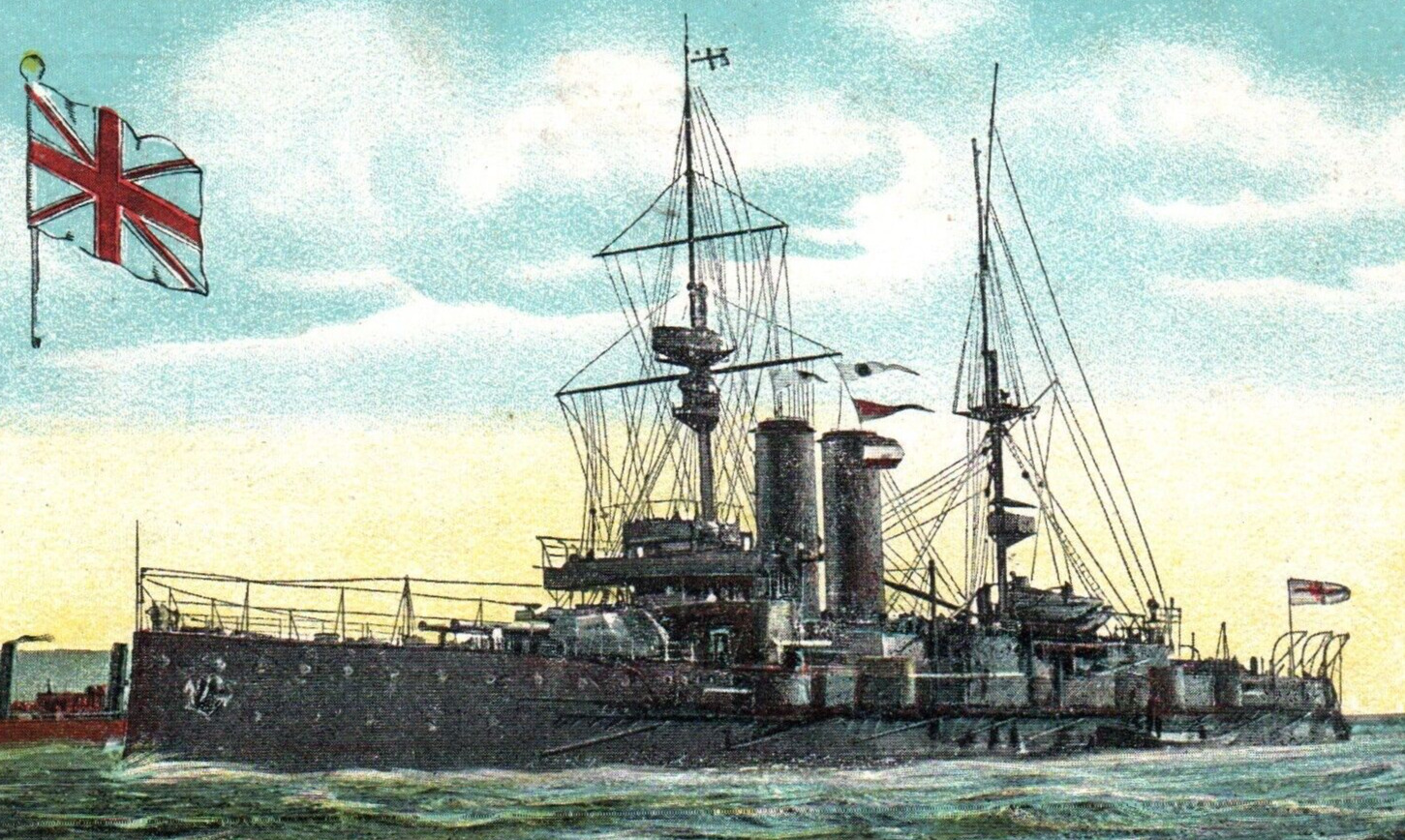 Royal Navy Battleship HMS King Edward VII 'Star Series' Postcard Flag ...