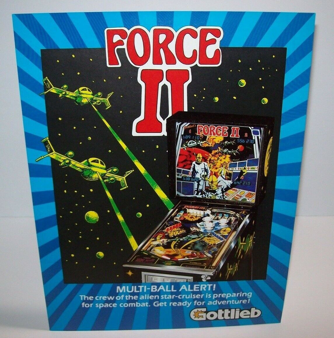 Force II Pinball FLYER Original NOS Vintage 1980 Artwork Sheet Sci-Fi ...