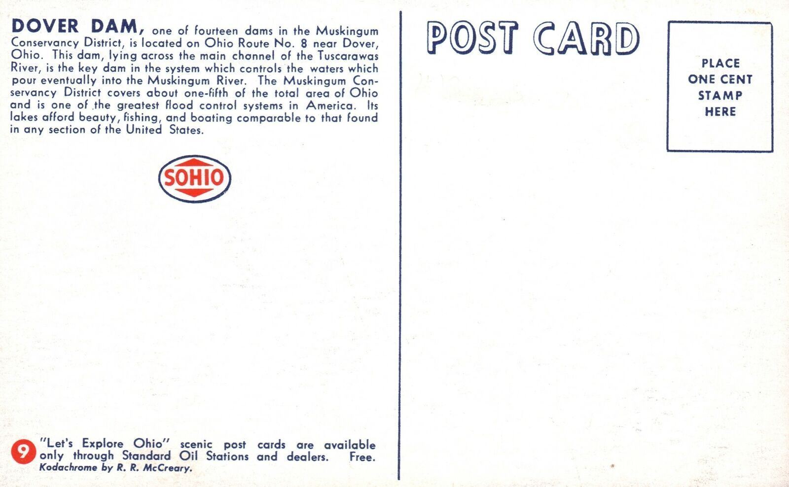 Vintage Postcard Dover Dam Muskingum Conservancy District Scenic Dover ...