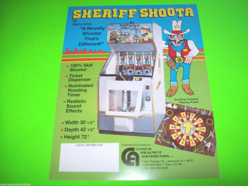Sheriff Shooter Coastal Original NOS Redemption Arcade Game Sales Flyer ...