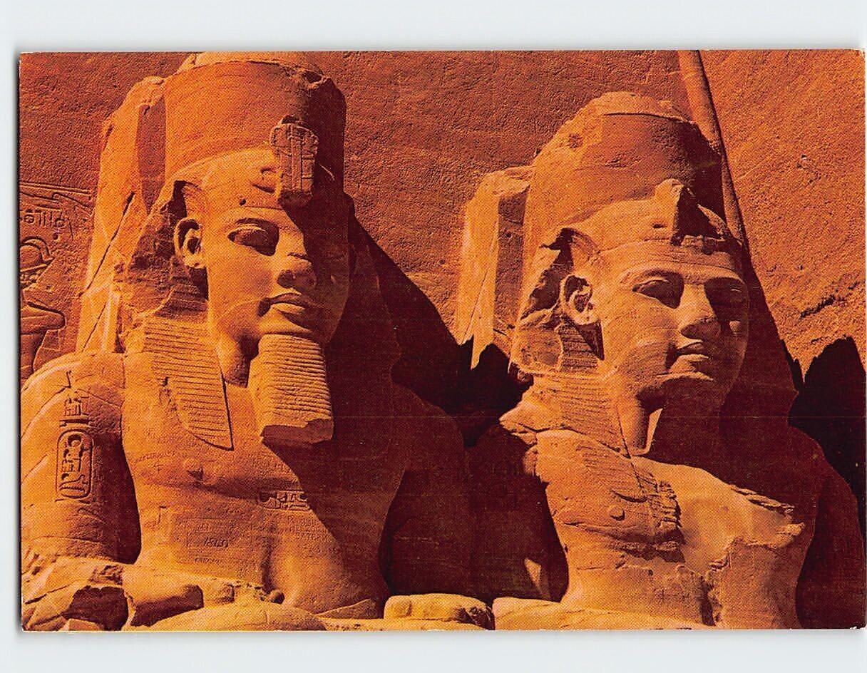 Postcard Partial view of the Gigantic statues, Rock Temple of Ramses II ...