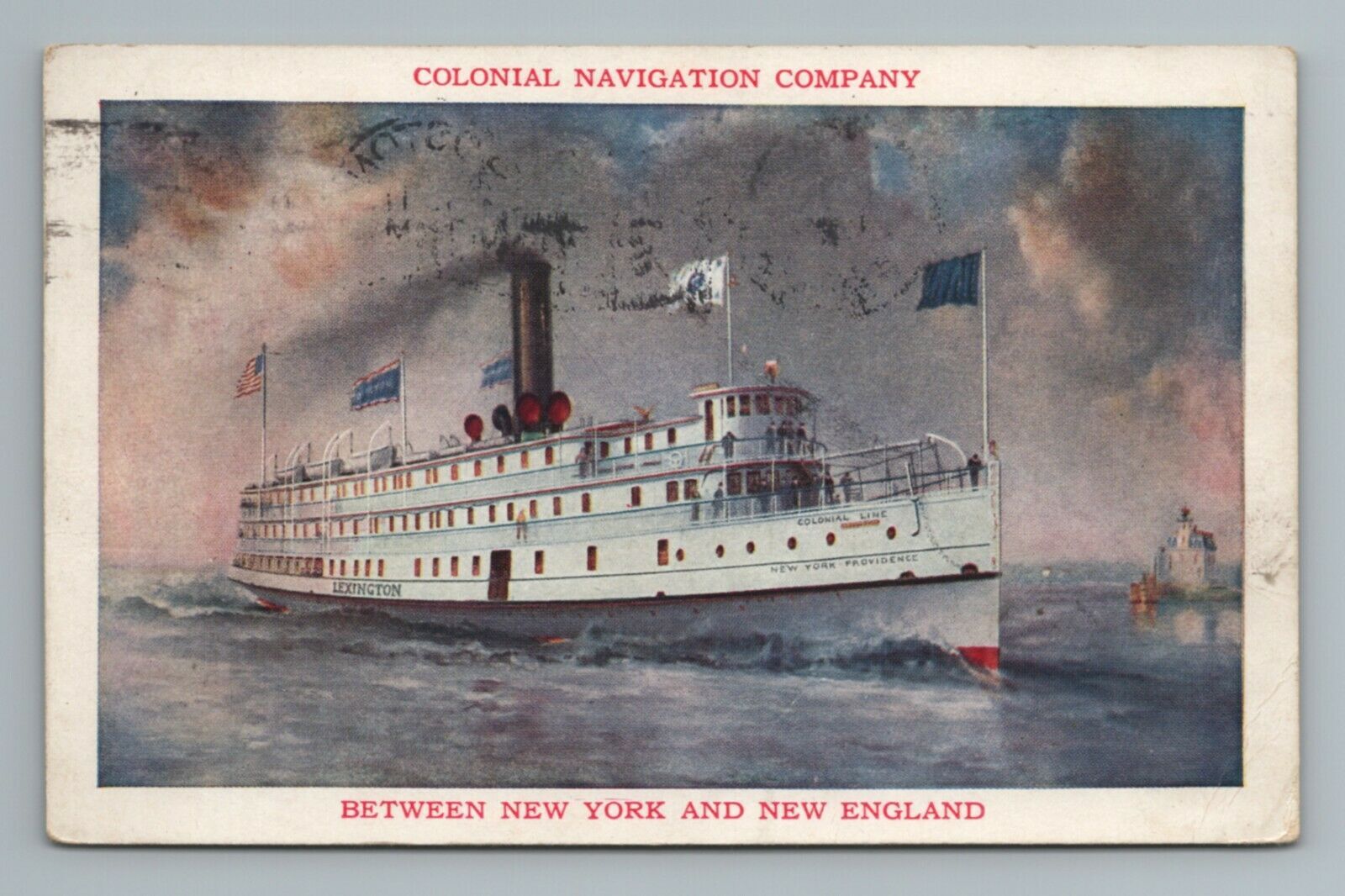 '15 Colonial Navigation Company New England York Ship Steamship Vintage ...