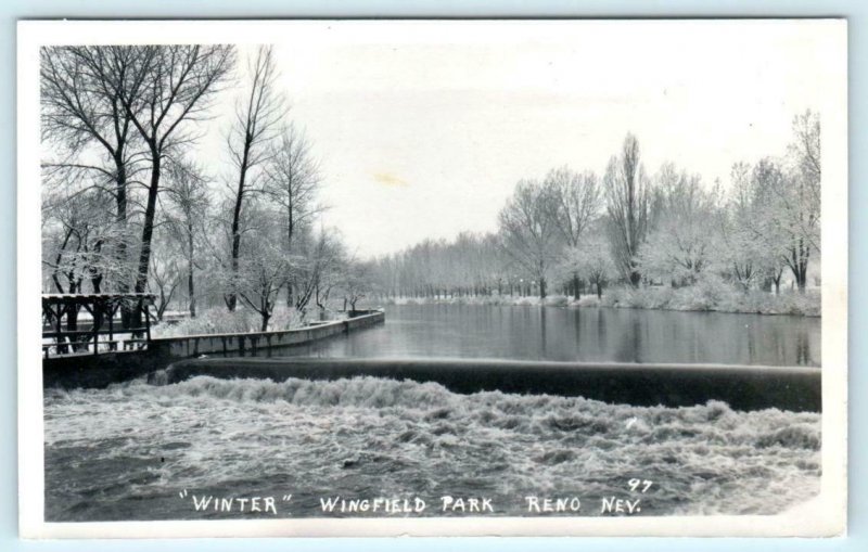 RPPC RENO, Nevada NV ~ Winter Scene WINGFIELD PARK ca 1940s Postcard ...