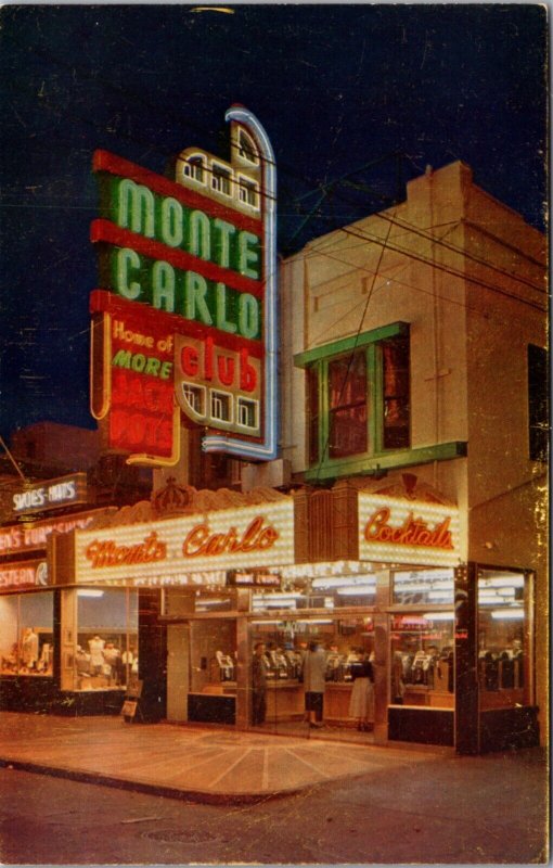 Postcard Neon Signs of the Monte Carlo Club in Downtown Las Vegas ...