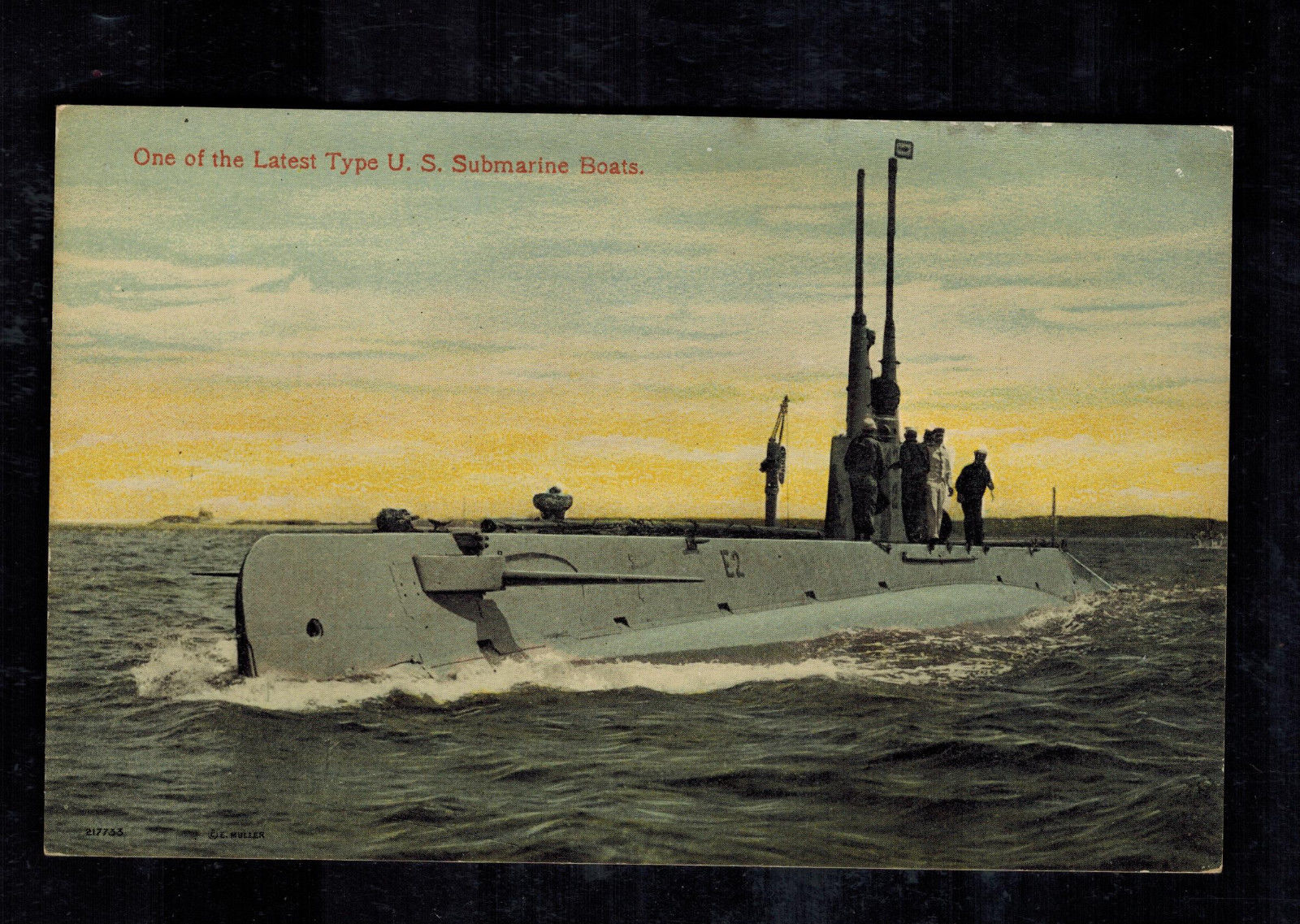 Mint USA Picture Postcard Navy Submarine USS Sturgeon E2 at sea ...