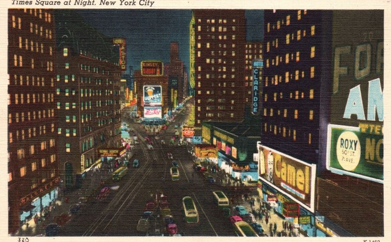 Vintage Postcard Times Square At Night Great White Way High Spot New ...