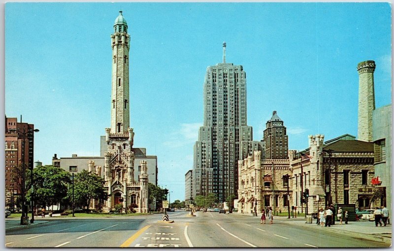 Chicago Illinois Famed Water Tower & Works Building Street & Broadway ...
