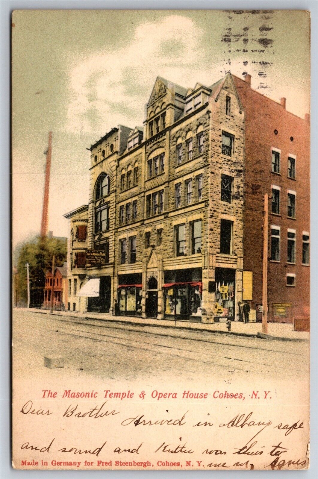 Masonic Temple & Opera House Shops Trolley Track Cohoes NY Postcard ...