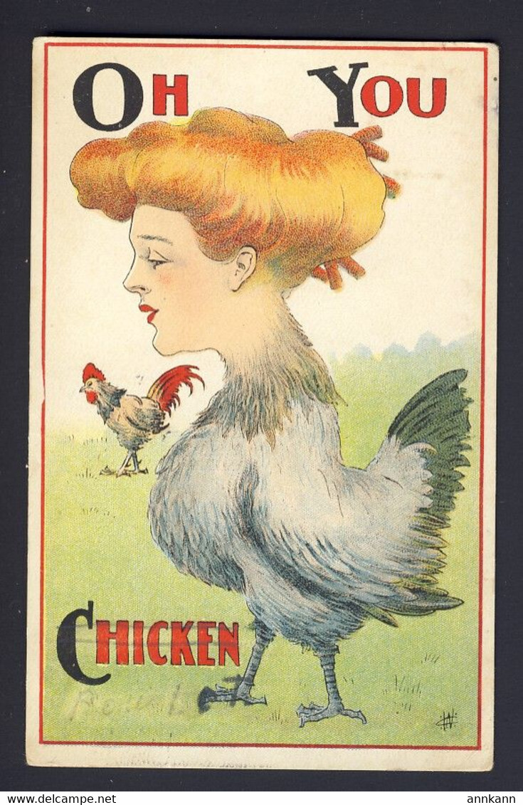 Lady head, chicken body - Anthropomorphism - Oh You Chicken 1910 ...