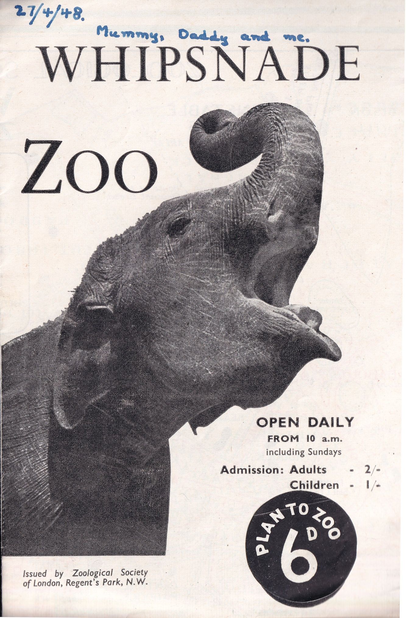 London Whipsnade Zoo 1948 Map Photo Guide Pamphlet | Ephemera - Other ...