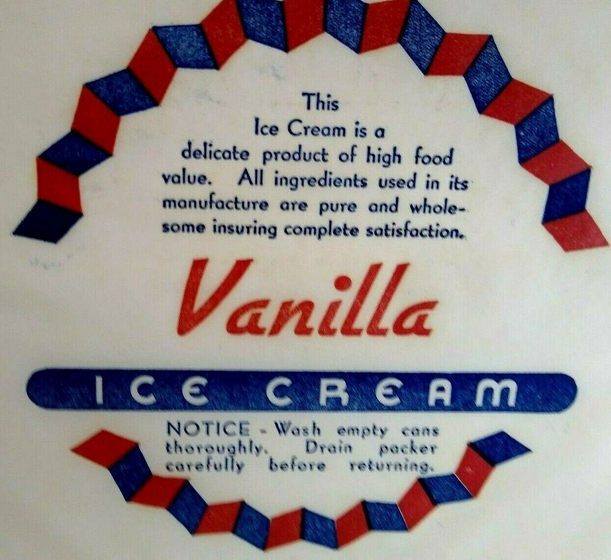 Vanilla Ice Cream Wrapper Blue Red Vintage Original Circa 1940's NOS ...