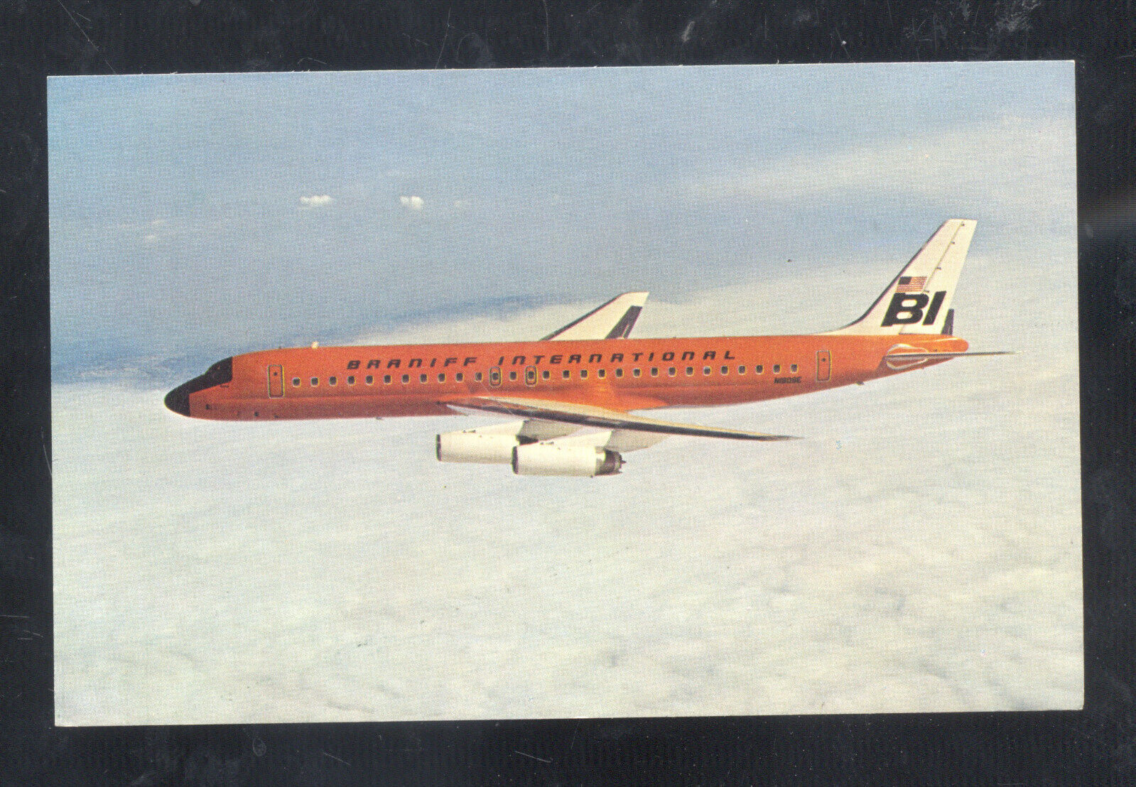 Braniff Airlines Dc-8-52 Airplane in Flight Aviation Vintge Advertising ...