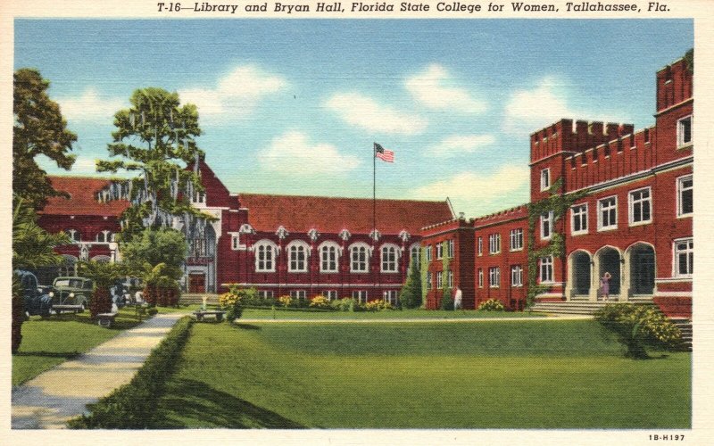 Vintage Postcard 1930s Library & Bryan Hall Florida State College ...