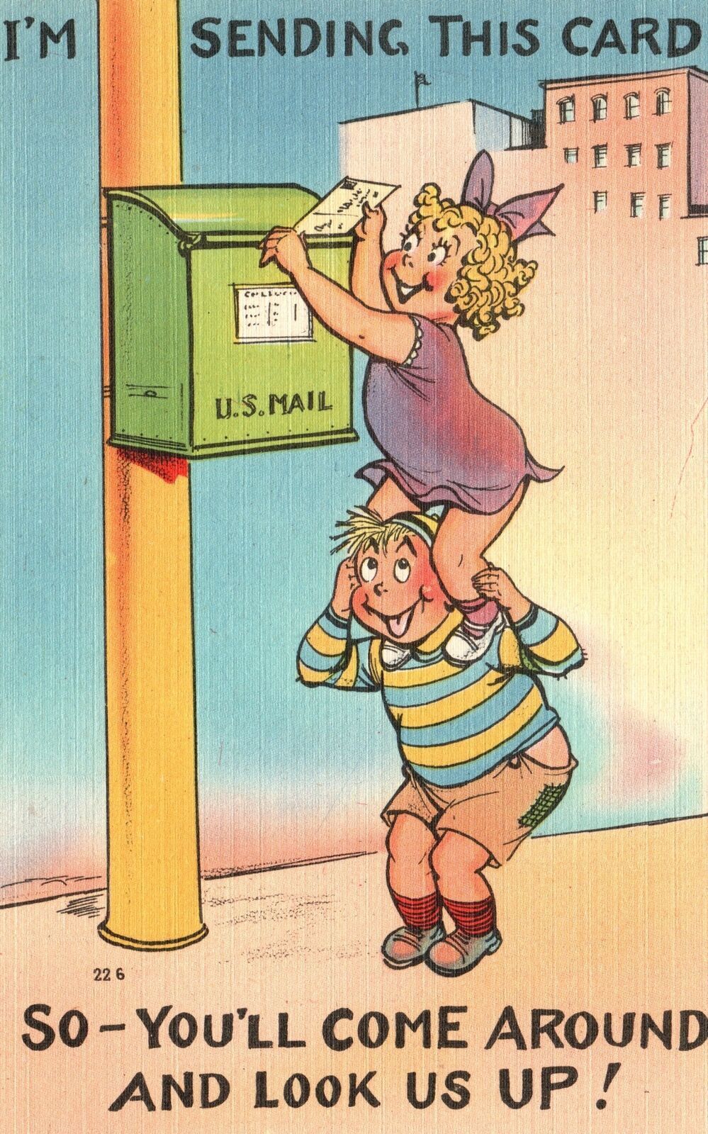 Vintage Postcard 1930s I'm Sending This Card Come Around & Look Us Up ...