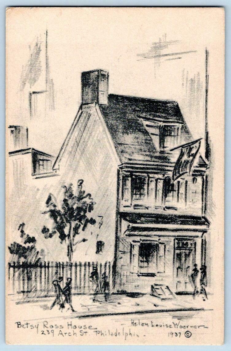 1930'S Helen Louise Woerner Betsy Ross House Philadelphia Postcard ...